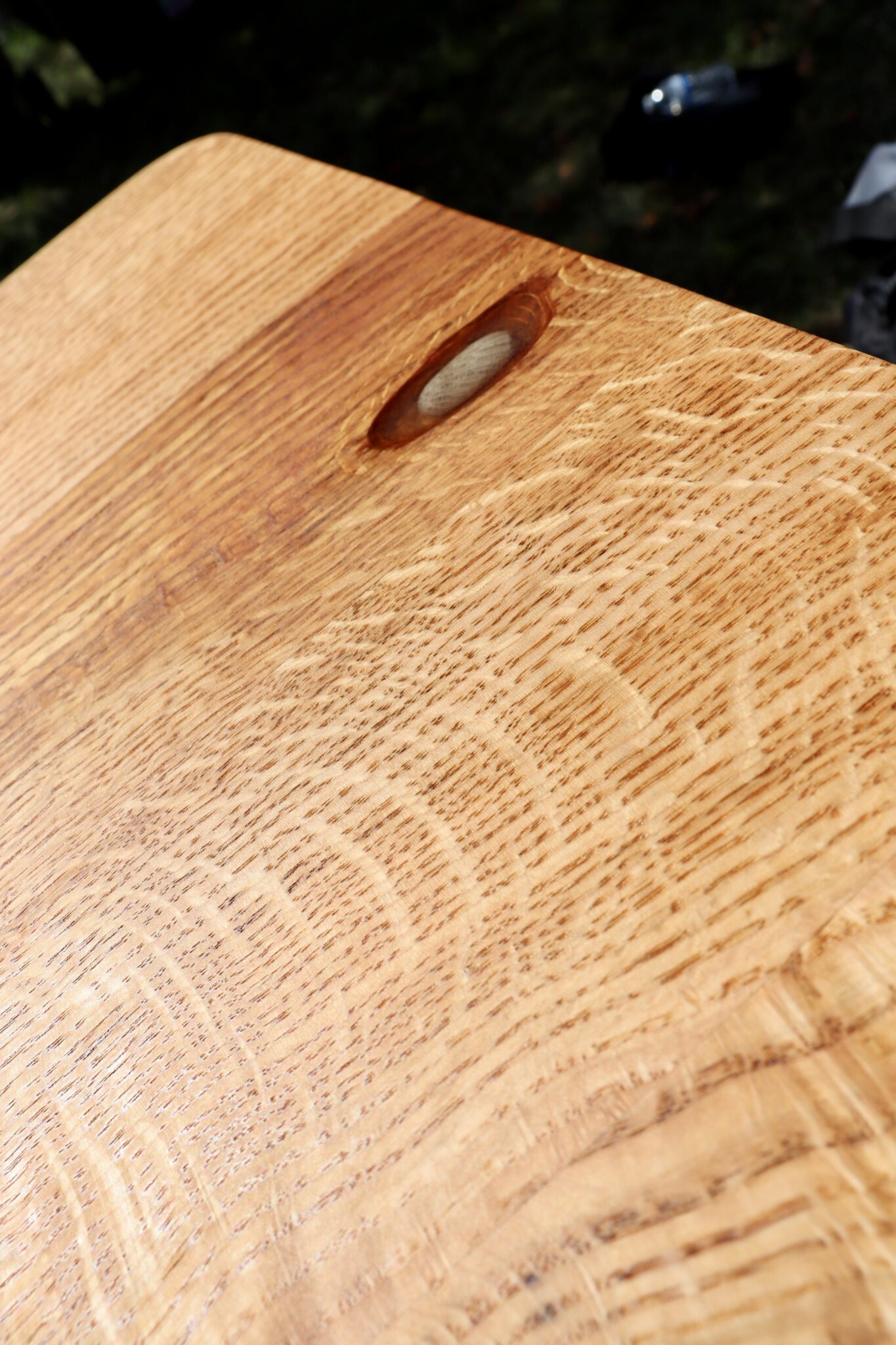 Red Oak Coffee Table with Fossil Embellishments - SEEDS